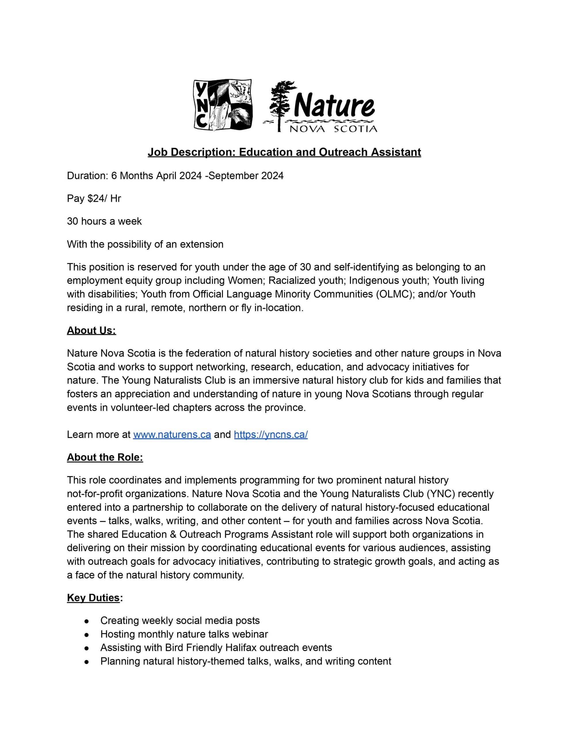 Were Hiring! | Nature Nova Scotia